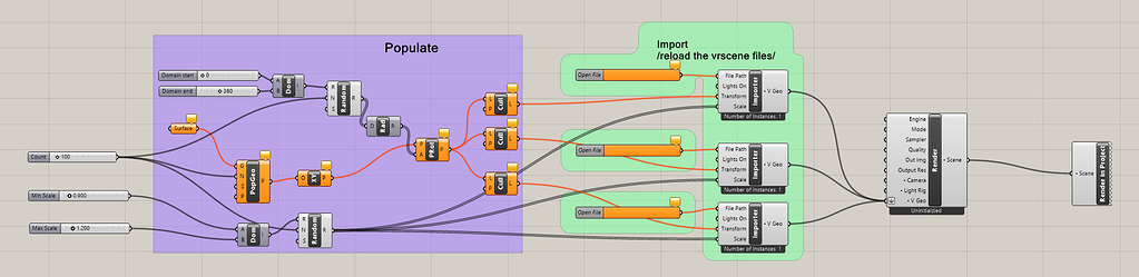 V-Ray + Grasshopper Scatter for more than one surface - Grasshopper - McNeel Forum