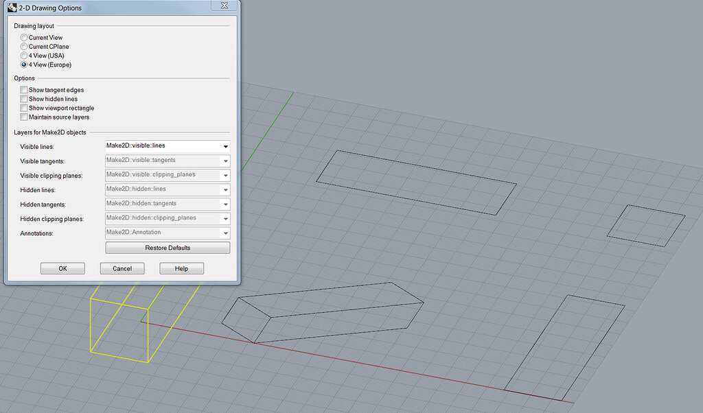 Rhino6 Make2D Third/First Angle projection doesnt compute the perspective viewport as parallel ...