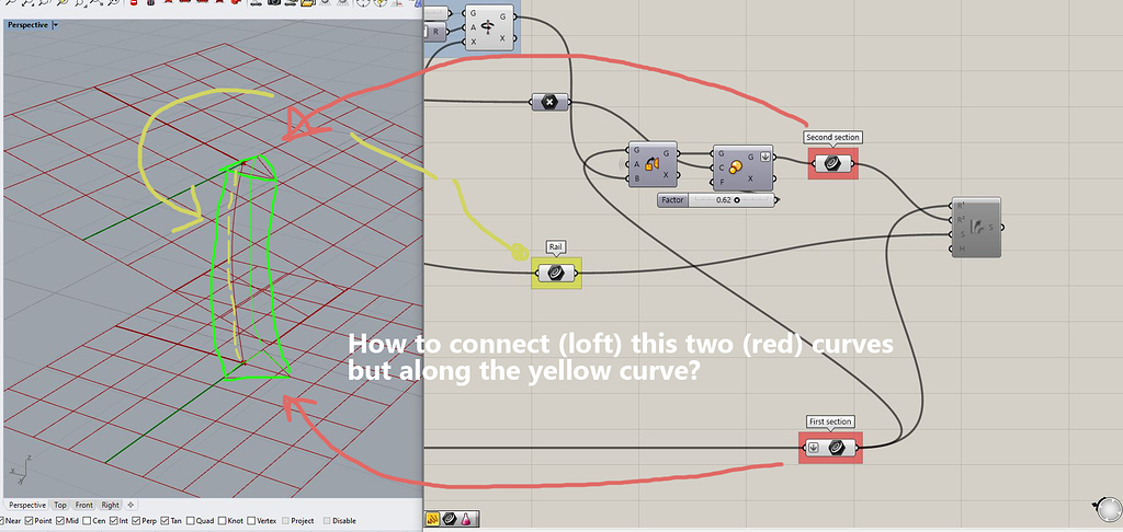 Connection two different sized sections along rail - Grasshopper - McNeel Forum