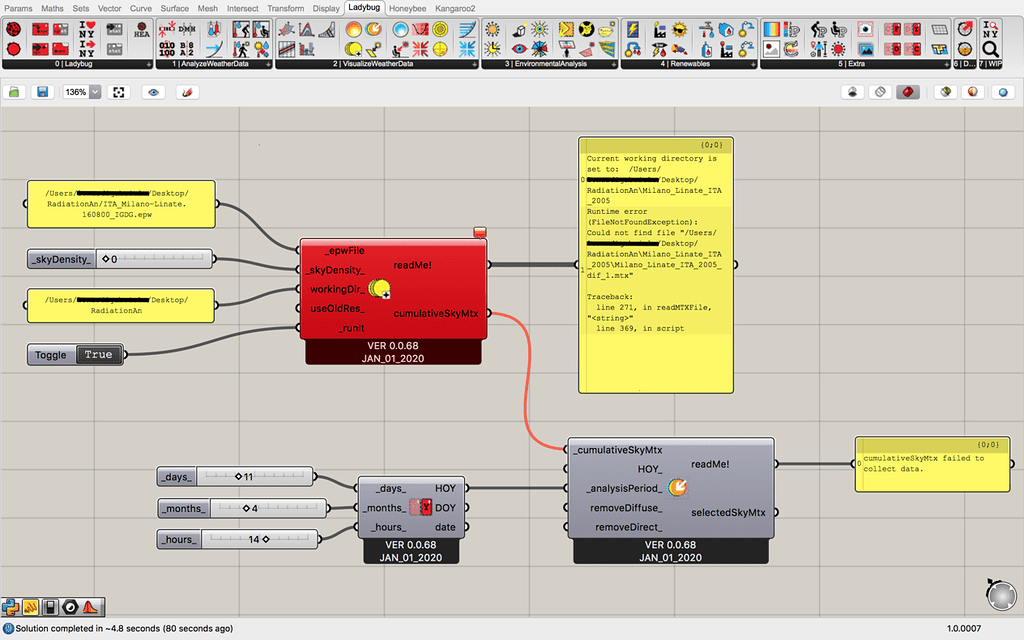 Error in creating dif_1.mtx file for cumulative sky matrix ...