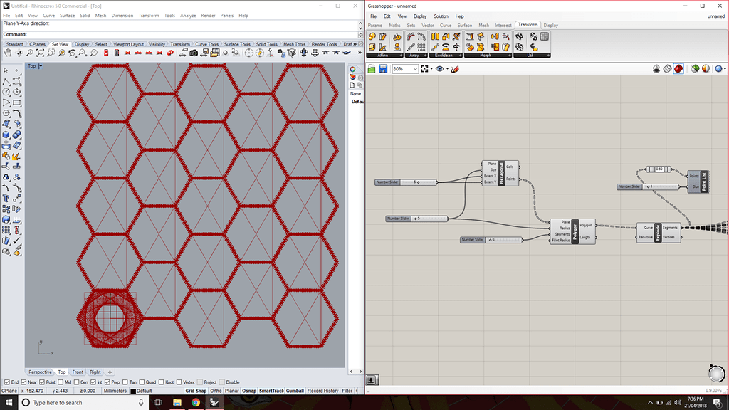 Arraying a hexagonal component along a hexagonal grid - Grasshopper ...