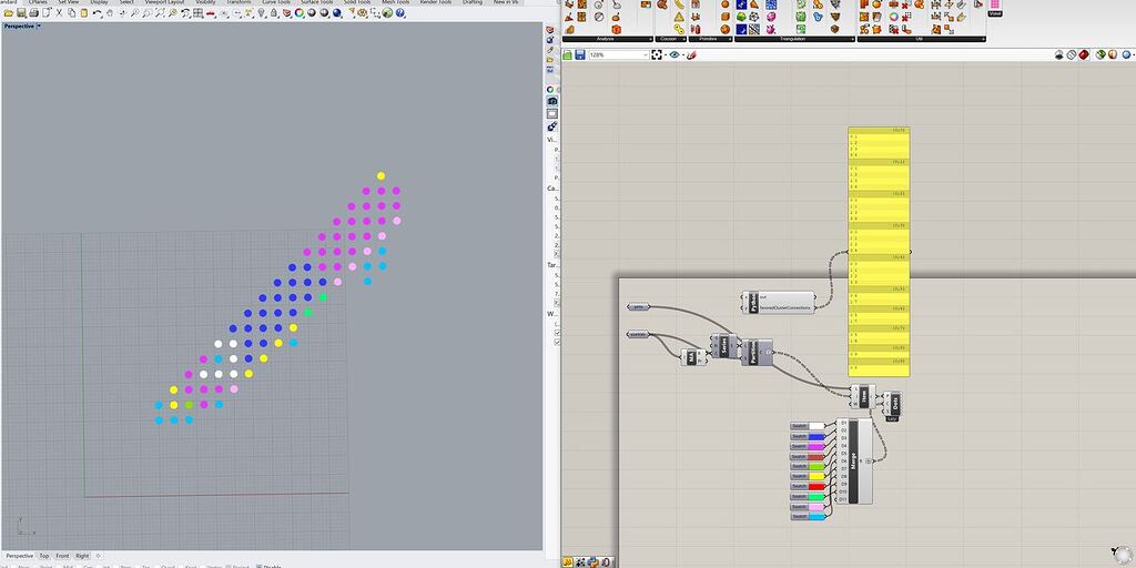Cluster points: kangaroo, galapagos, python, space syntax - Grasshopper ...