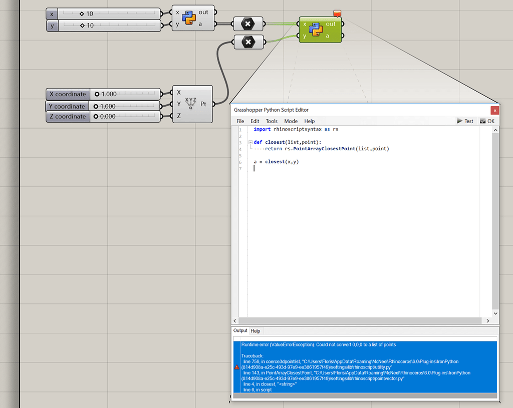 Python problem with PointArrayClosestPoint Python - Grasshopper ...