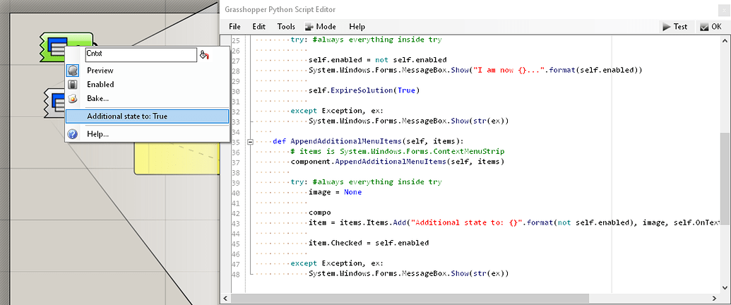 Button and context menu options on component through GhPython - Grasshopper - McNeel Forum