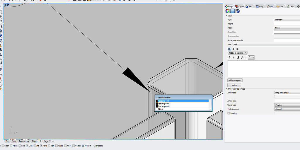 Why do leader arrows now have multiple control points - Rhino for ...