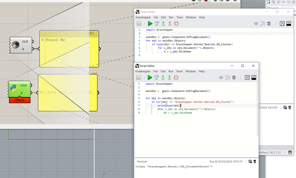 How To Access Cluster Objects Content With Python3 Grasshopper Mcneel Forum 8440