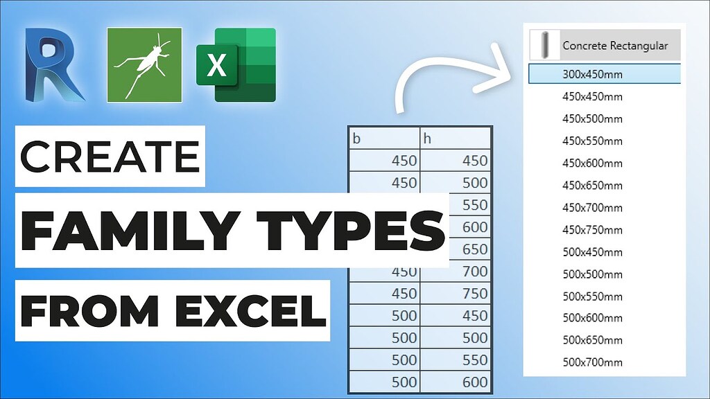 🔲 Create Family Types From Excel | RIR Tutorial for Beginners🦗 - Revit - McNeel Forum