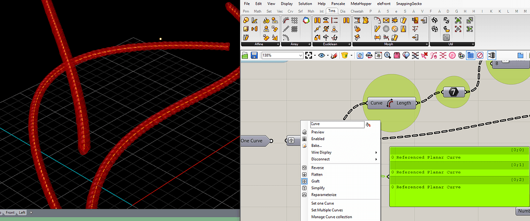 How to Flow geometry on multiple curves by using grasshopper flow ...