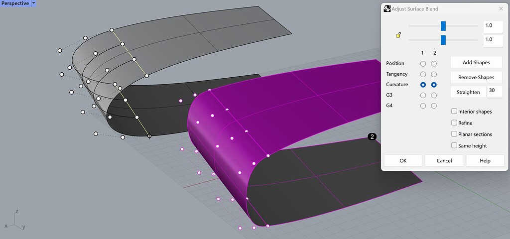 Blend Surface w/history - editing behaviour - Rhino for Windows ...