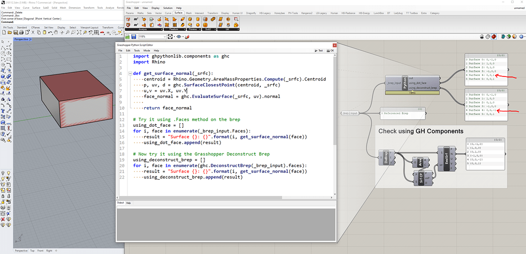 Different Surface Normal when Using Brep.Faces? - Grasshopper Developer ...