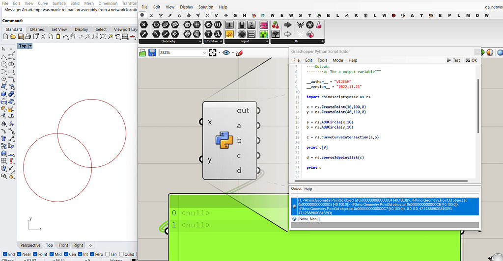 Retrieval of intersection points of 2 circles using GH Python ...