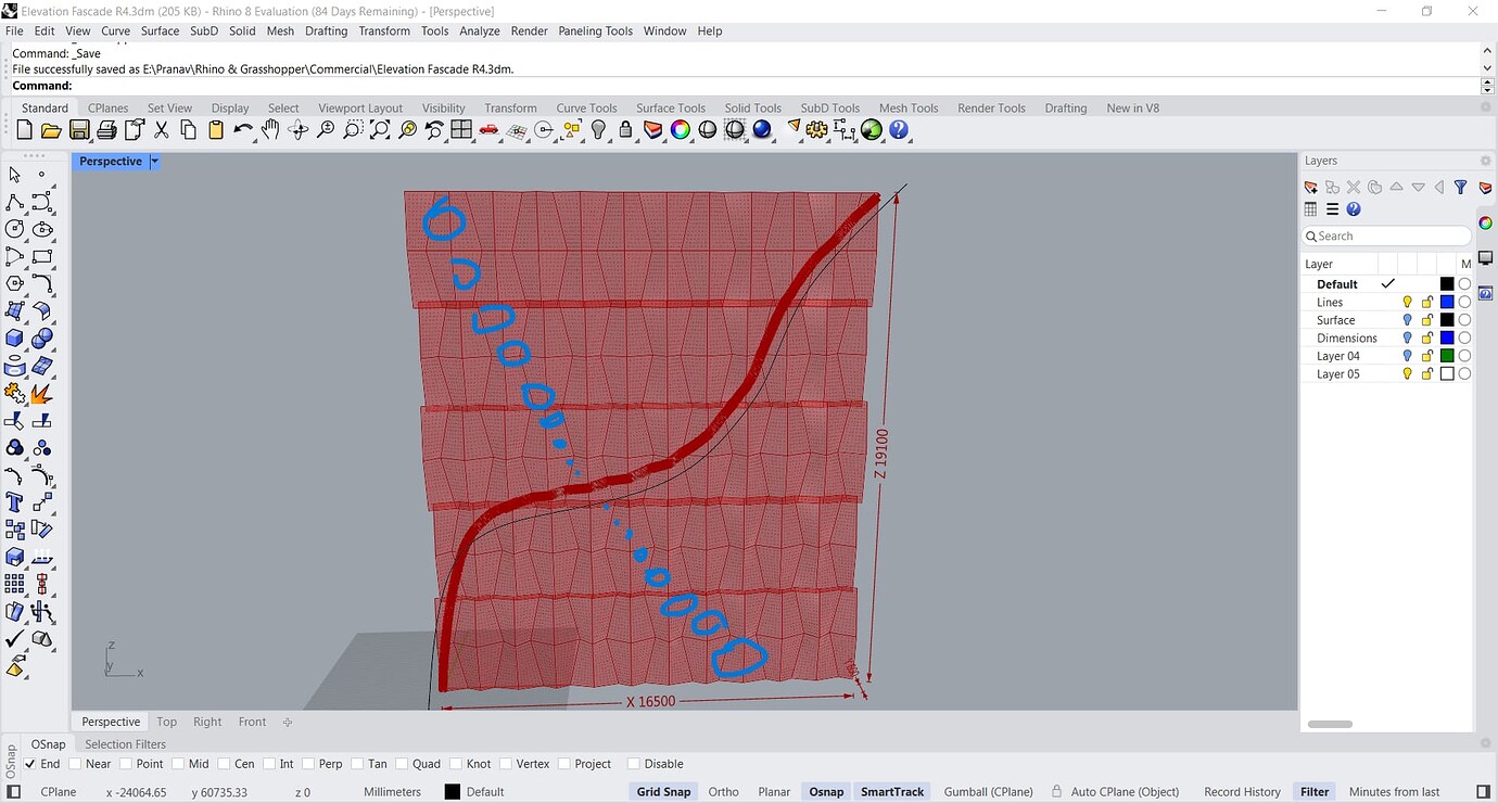 To create perforated pattern with line attractor on parametric facade ...