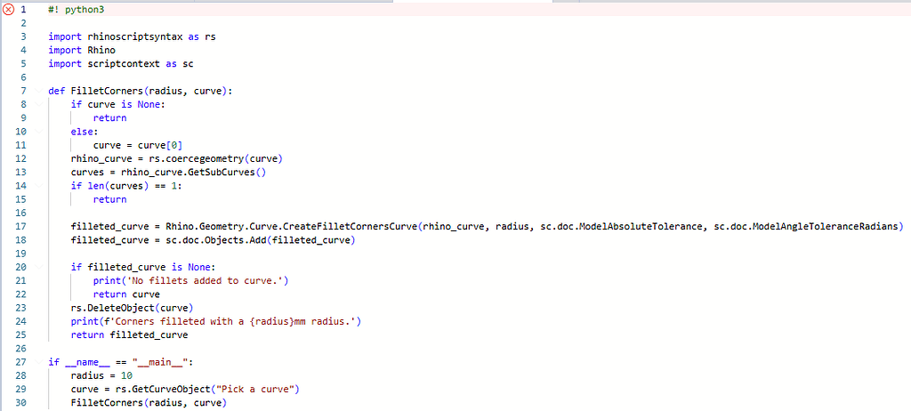 Issue with CreateFilletCornersCurve not returning None on error - Scripting - McNeel Forum