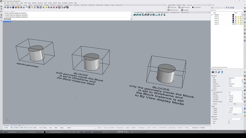 Face of the Block Instance in per object Wireframe Display & selection - Rhino for Windows ...