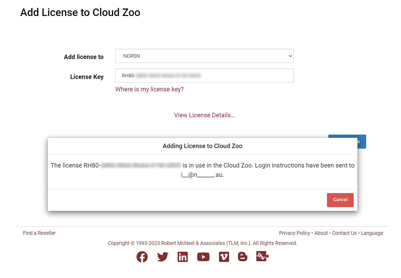Adding V8 upgrade license to Cloud Zoo - Error - Zoo - McNeel Forum