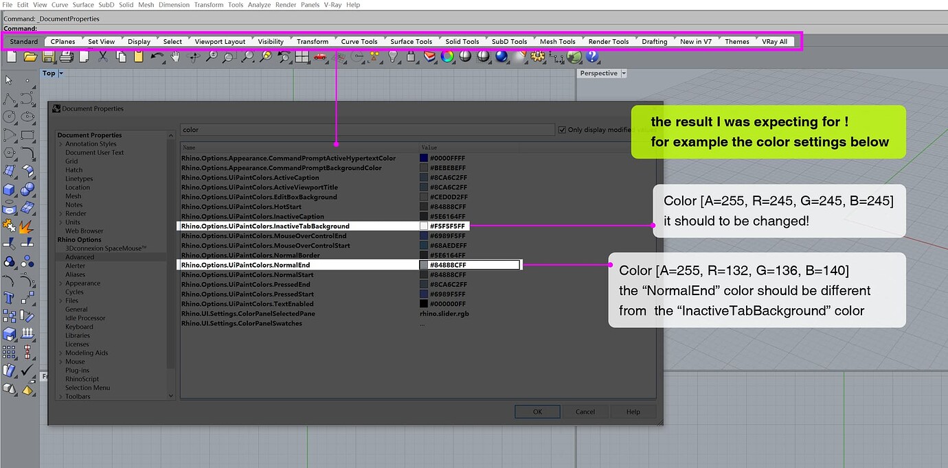 Failed to change the "InactiveTabBackground" color by Python - Scripting - McNeel Forum