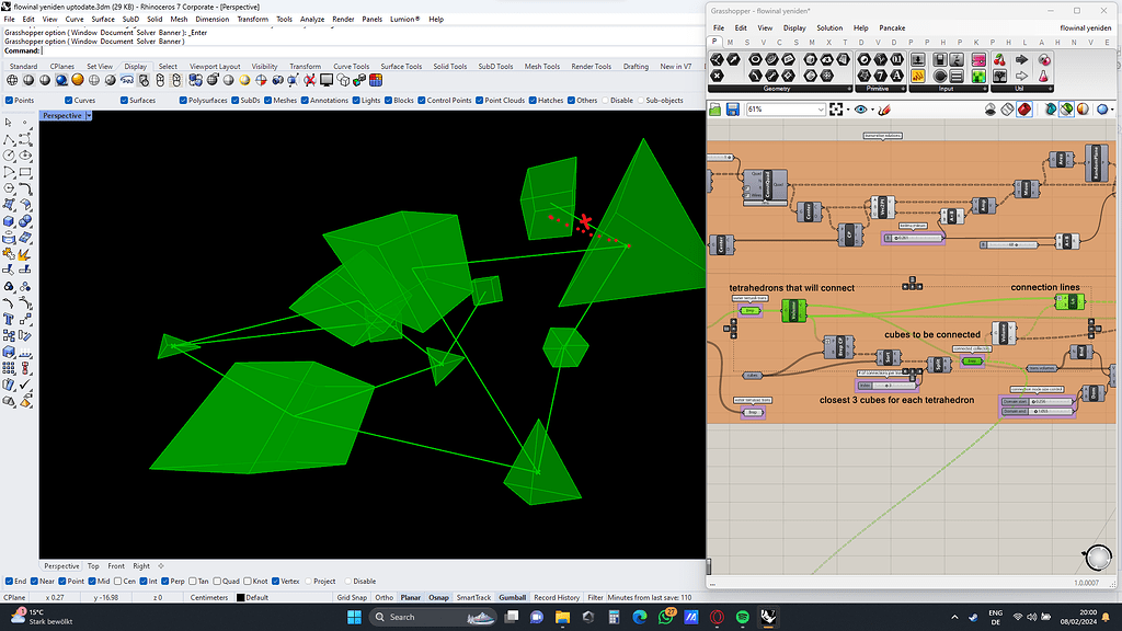 Selecting desired surface midpoints to connect each brep - Grasshopper ...
