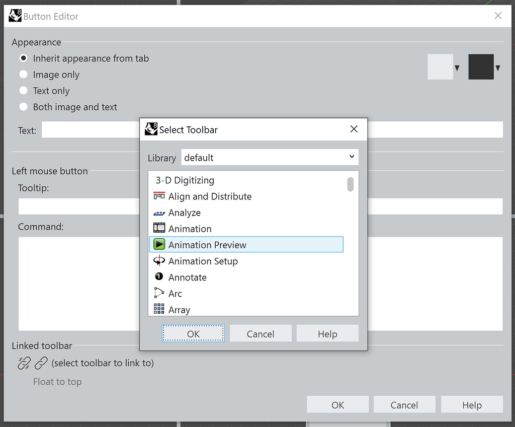 Select Toolbar Dialog Opens When Editing A Blank Button Rhino Mcneel Forum