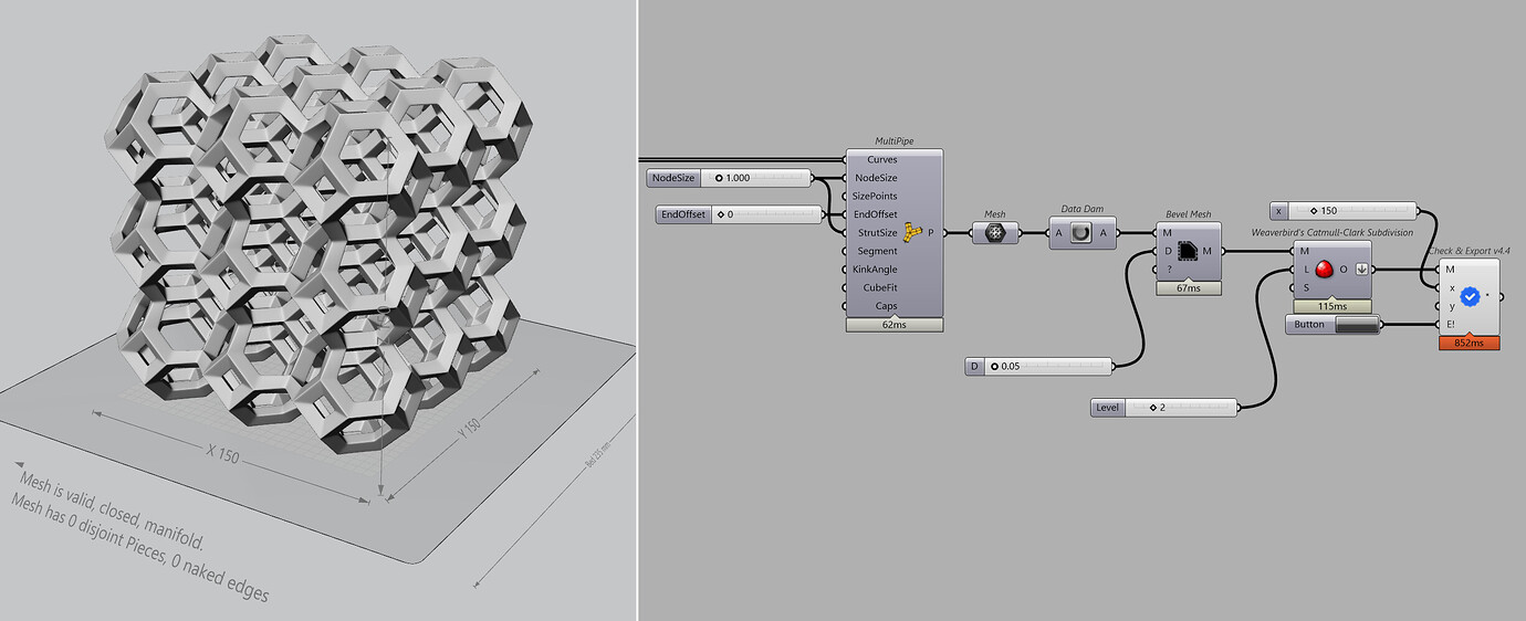 Multipipe with the same strut diameter - Grasshopper - McNeel Forum