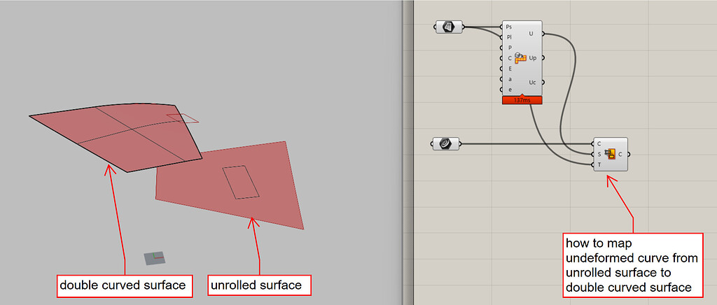 Map Planar Curve To Double Curved Surface Grasshopper Mcneel Forum 