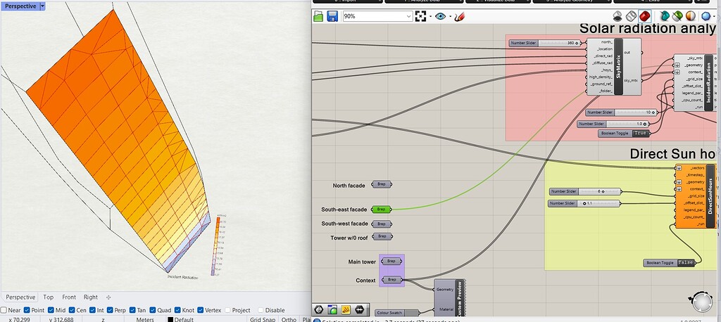 Difference in Ladybug radiation on same facade when analyzed in two ways - Grasshopper - McNeel ...