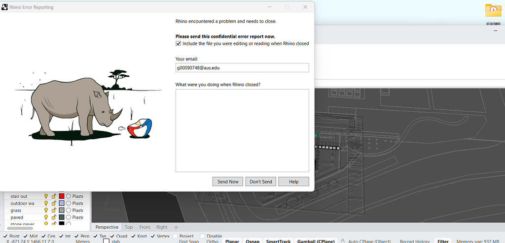 Rhino error responding - Rhino - McNeel Forum