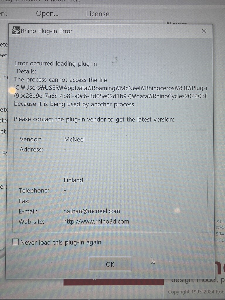 The Plug in error - Rhino for Windows - McNeel Forum