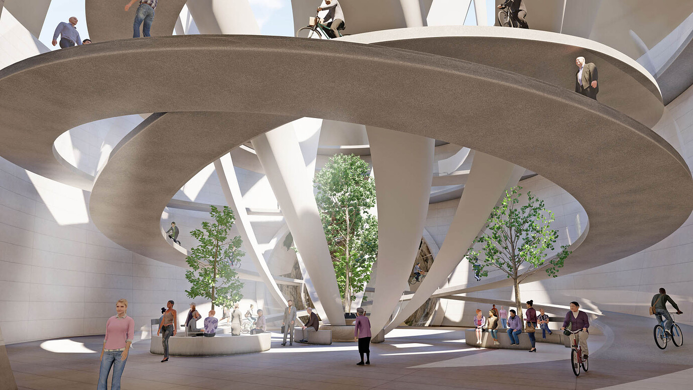 Double Helix Spiral Ramp Design - Architecture Studio Project - RhinoProf - Jobs & Portfolios ...