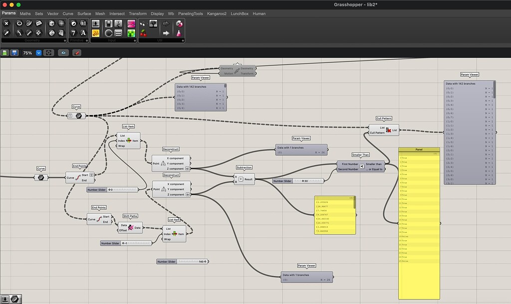 Can't cull pattern by true/ false - Grasshopper - McNeel Forum