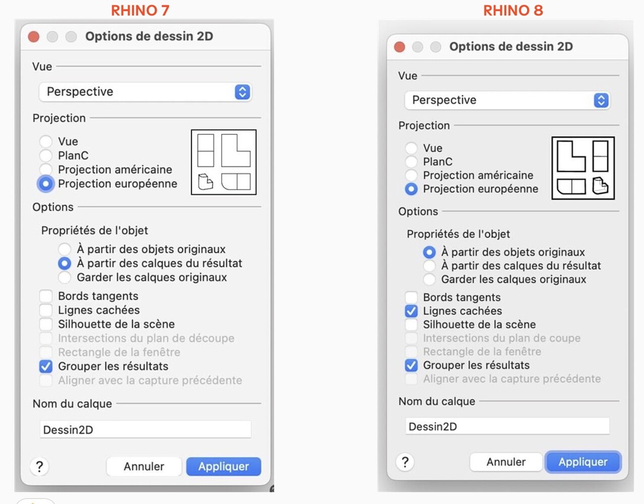 Rhino 8 make2d Interchanged European views - Rhino - McNeel Forum