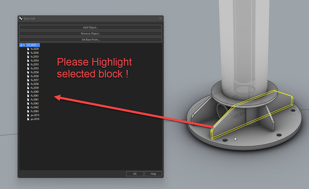 WISH : Highlight selected sub-block(s) in block edit popup - Rhino - McNeel Forum