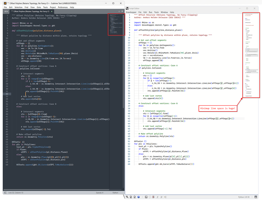 Bug: Script Editor Minimap Line Spacing is Huge - Grasshopper Developer - McNeel Forum