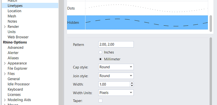 Linetypes in options dialog doesn't remember changes - Rhino for ... Linetypes in options dialog doesn't remember changes - Rhino for ...