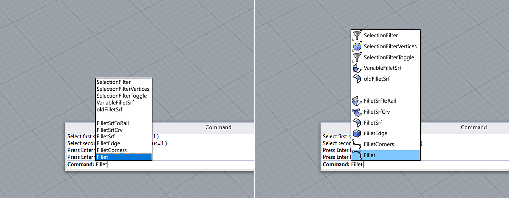 Icons in the console suggestion list - Rhino - McNeel Forum