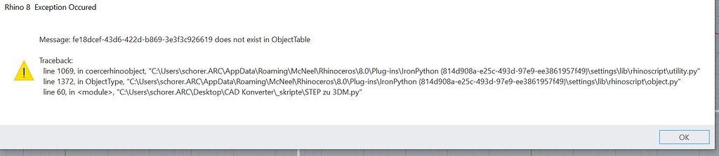 If rs.ObjectType ==4096 #error Object does not exist in Object Table ...