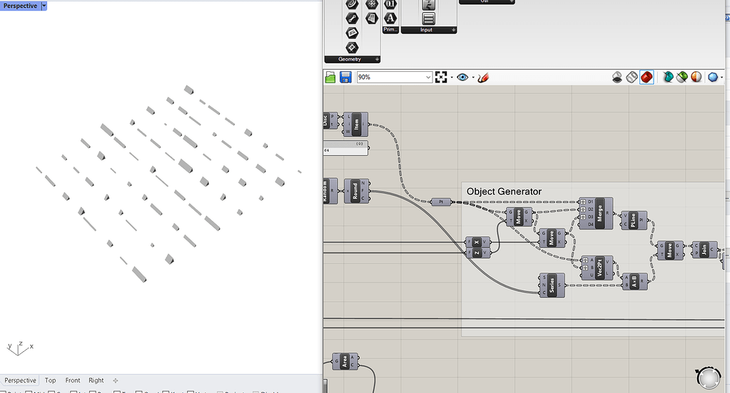 Arrangement of random iterations of objects in geometric clusters - Grasshopper - McNeel Forum