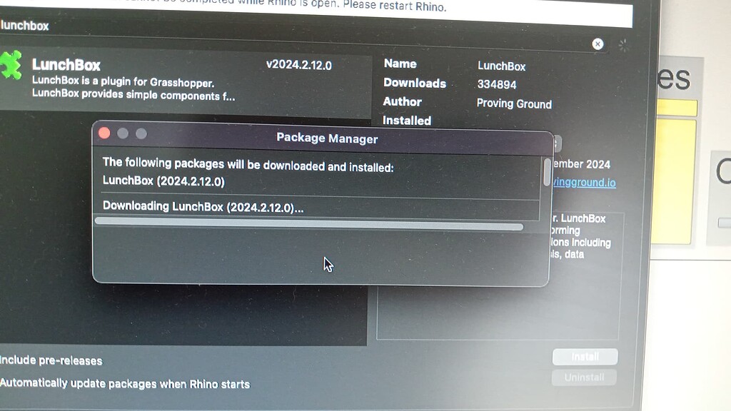 Lunchbox install hangs on package manager - MacOS - GH for Mac - McNeel Forum