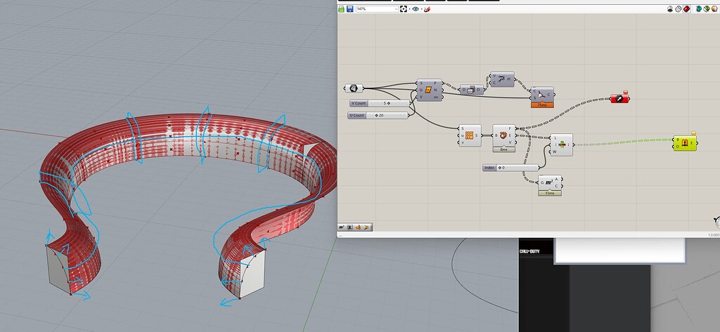 Extrude curves from a sweeped surface perpendicular - Grasshopper - McNeel Forum