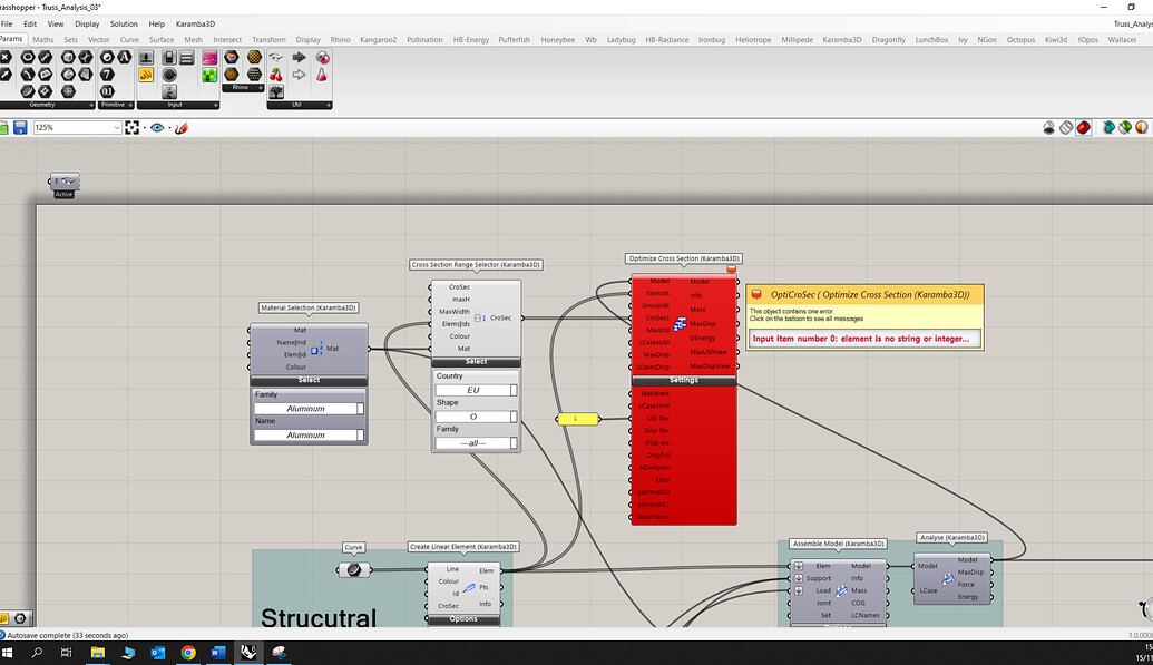 Karamba Optimize Cross Section Giving Error Karamba3d Mcneel Forum