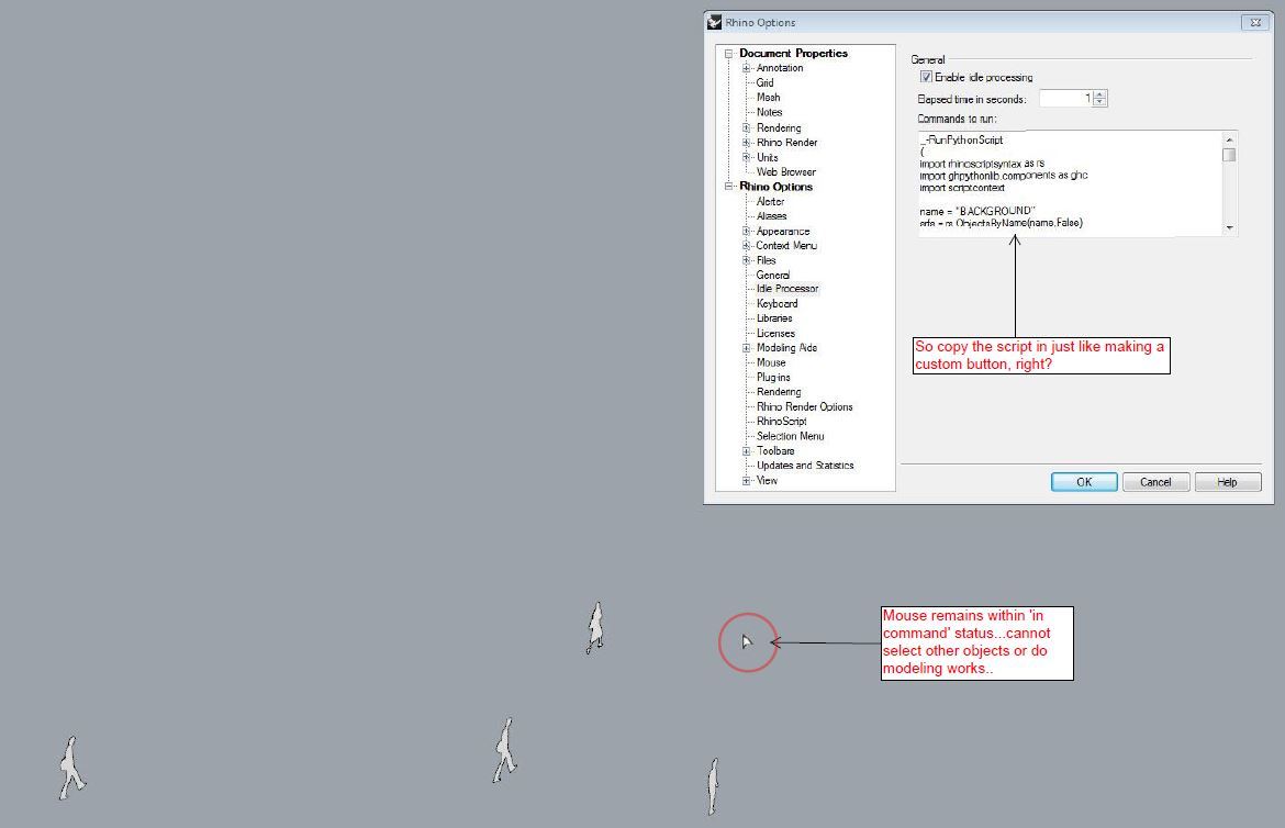 How can we do modelling works when running a 'backgroud' script ...