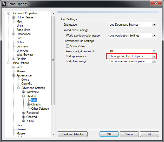 How To Get Grid To Sit Over A Plan Rhino For Windows McNeel Forum