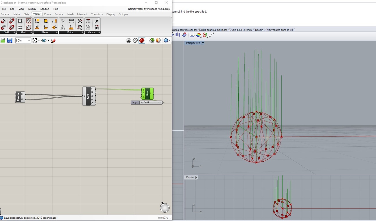 Lines perpendicular to points over surface - Grasshopper - McNeel Forum