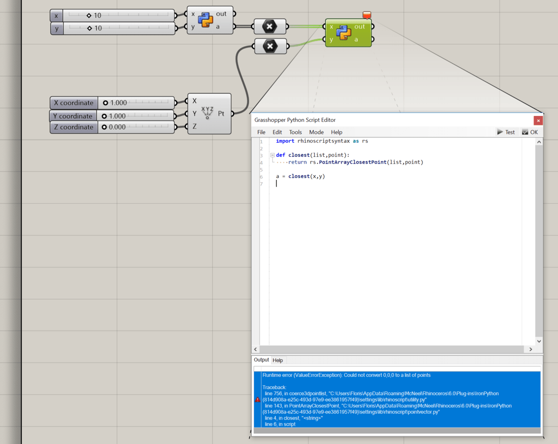 Python problem with PointArrayClosestPoint Python - Grasshopper ...