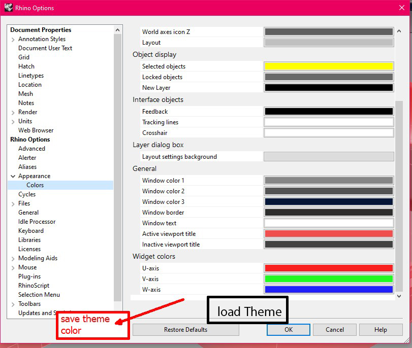#suggestions add save and load my theme-Color in Rhino - Rhino for Windows - McNeel Forum