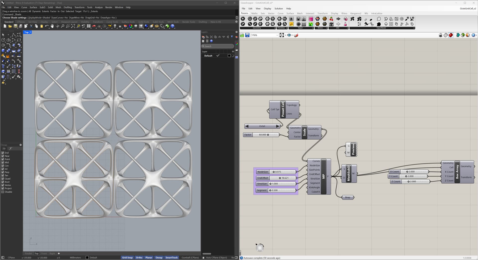 Octet Cell Array with Fillets - Grasshopper - McNeel Forum