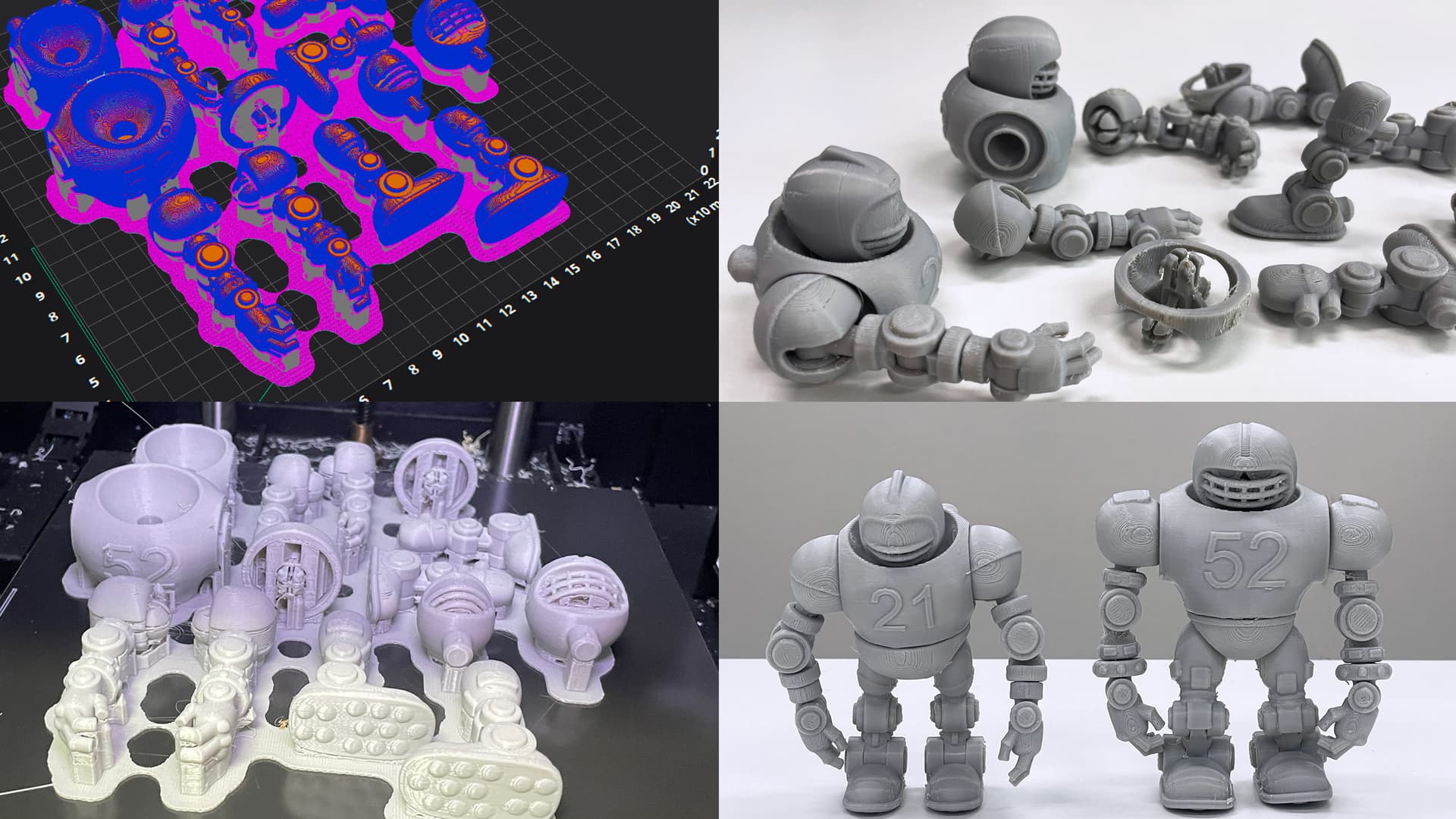 Rugby Robot Toy, along with the completed models and 3D prints ...