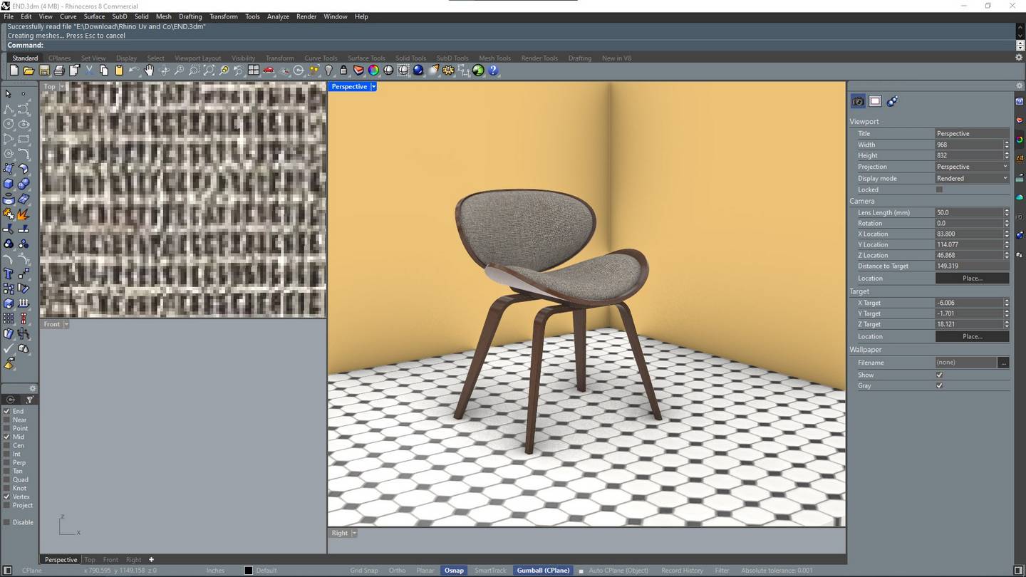 UV Mapping, Rendered Viewport updating and Graphical Interface issues - Rendering - McNeel Forum