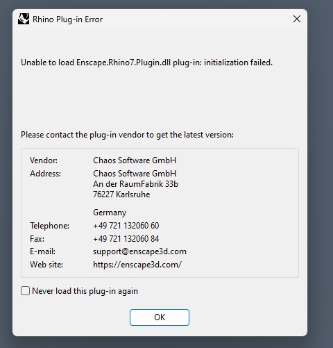 Rhino 7 and Enscape 4 - Error: Rhino7Plugin.dll - Rhino - McNeel Forum