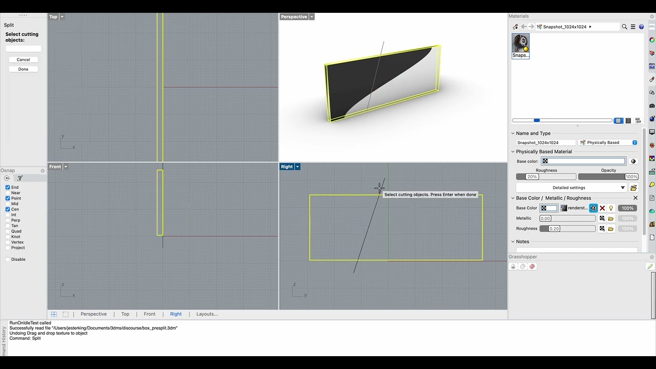Texture Mapping Bug on Split Object? - Rendering - McNeel Forum