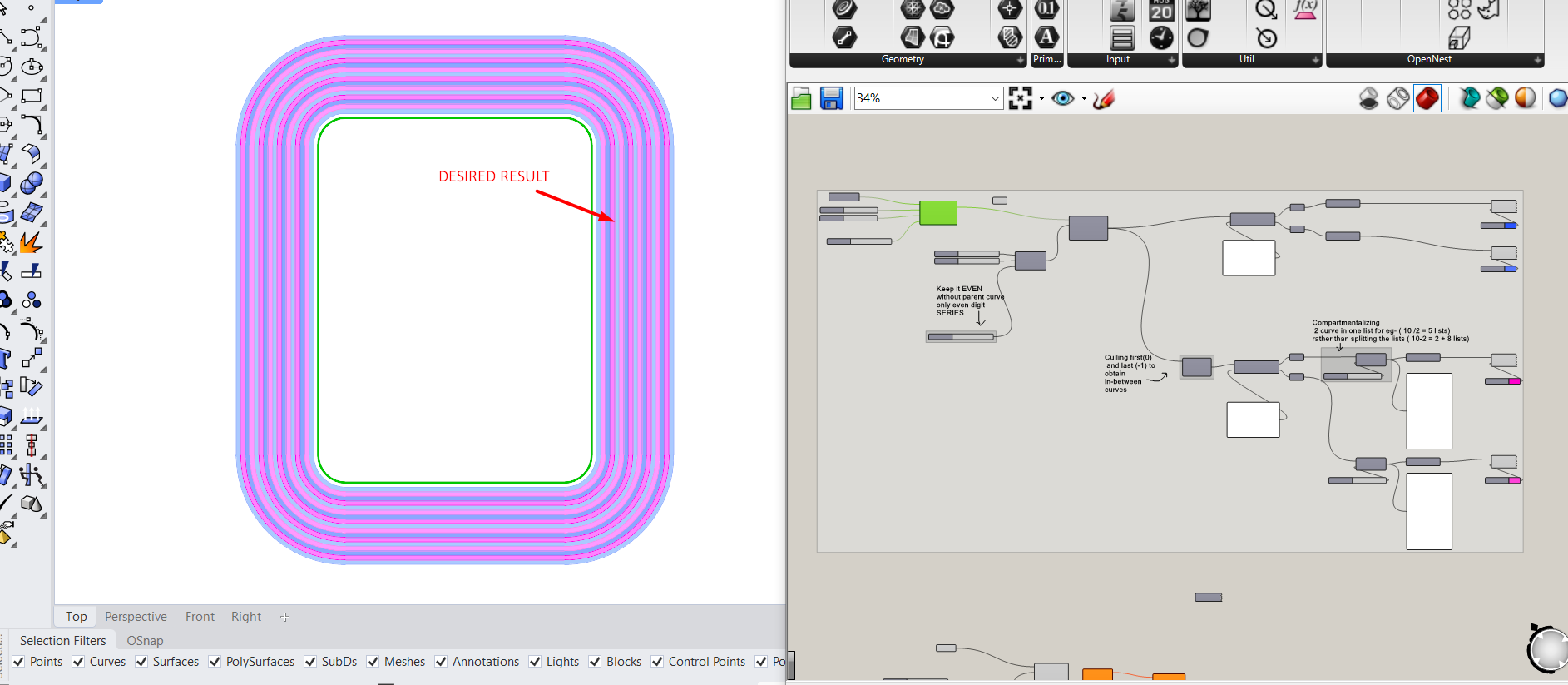Polyline Offset Multiple Curves Cant Merge And Form One Region Geo
